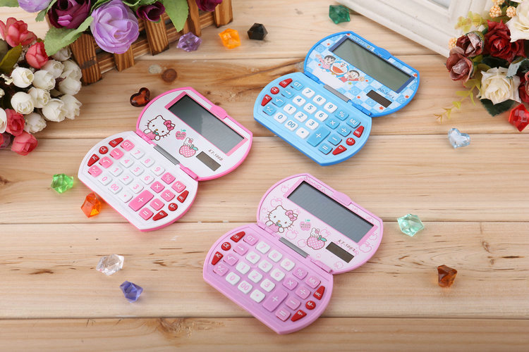 Portable folding mini cartoon student calculator
