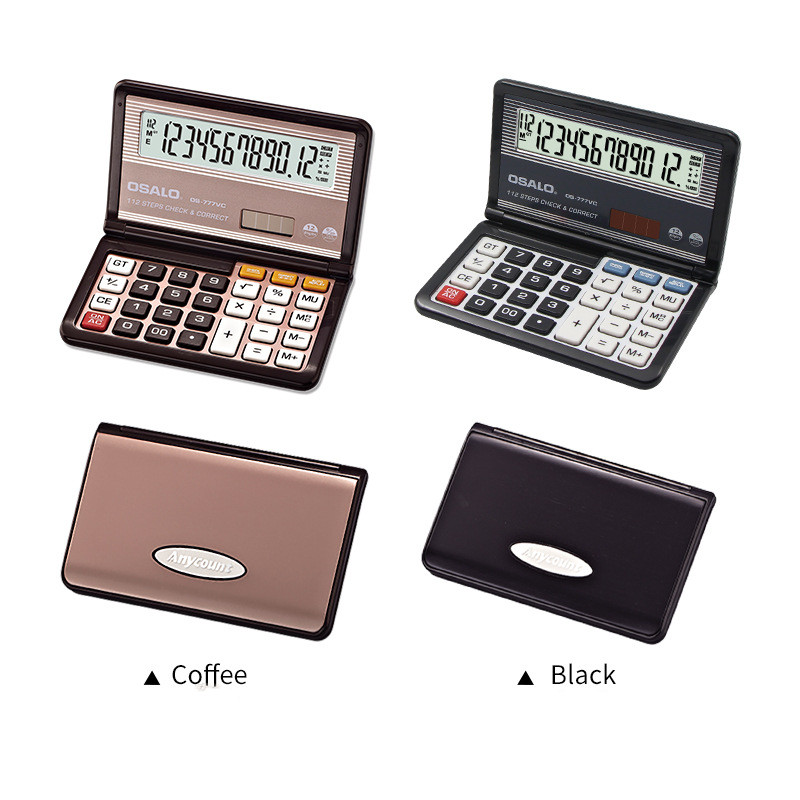 Clamshell folding calculator solar dual power supply 12-digit display ...